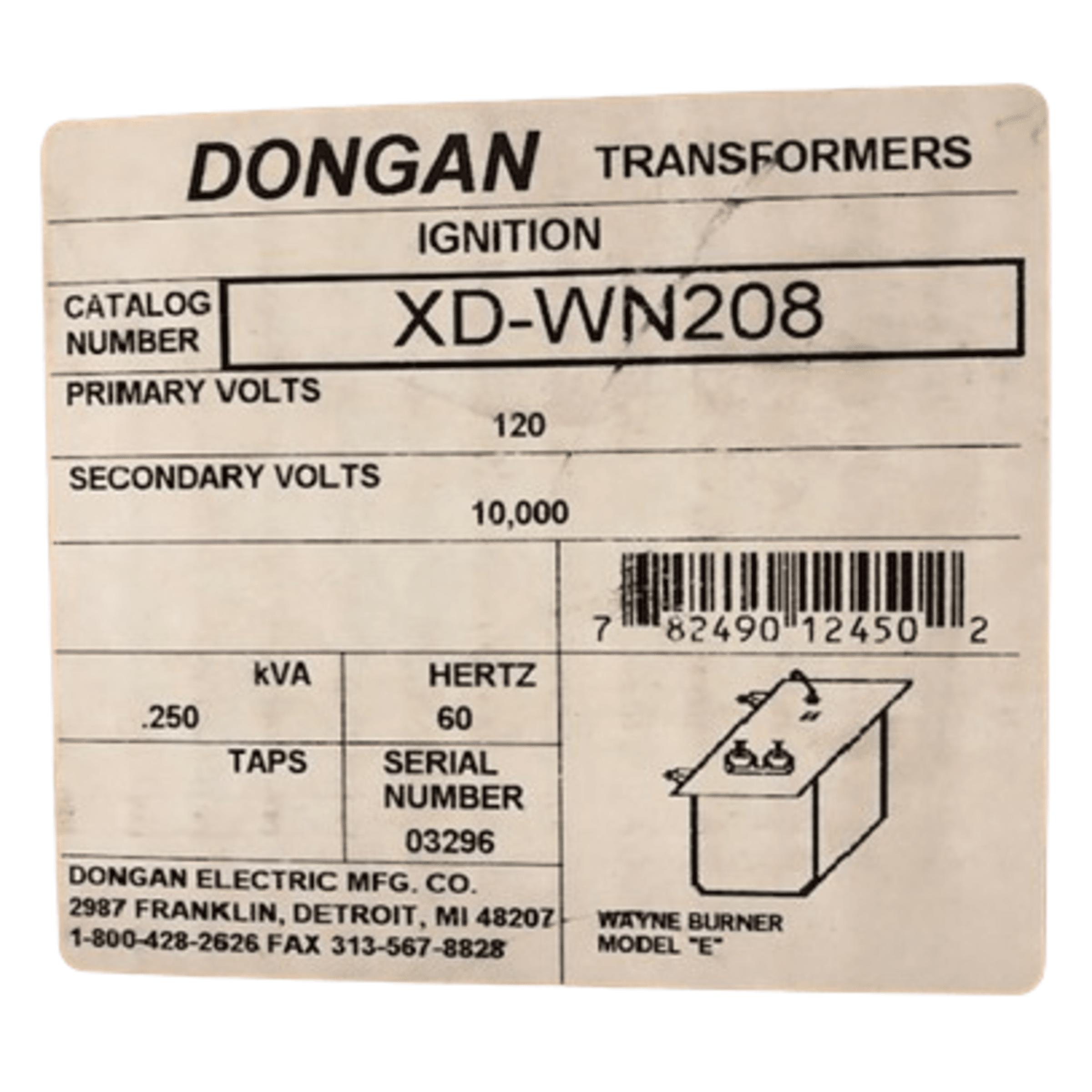 Dongan XD-WN208, Ignition Transformer P120 S10000 WAYNE – Industrial Tools